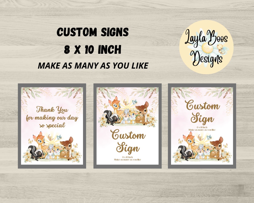 Girls Bambi Custom Signs, Bambi Signs, Bambi Birthday Decor, Bambi Baby ...