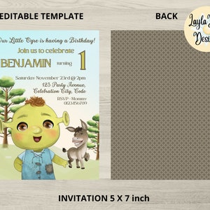Boys Shrek 1st Birthday Invitation, Boys 1st Birthday, Shrek Invitation ...