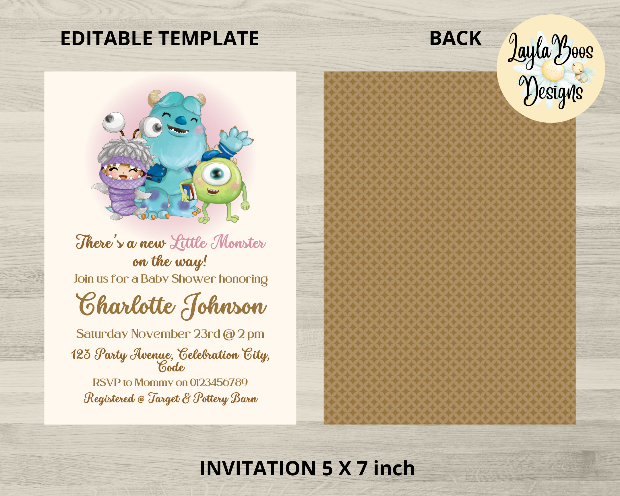 Girls Monster Baby Shower Invitation, Monsters Inc Baby Shower ...