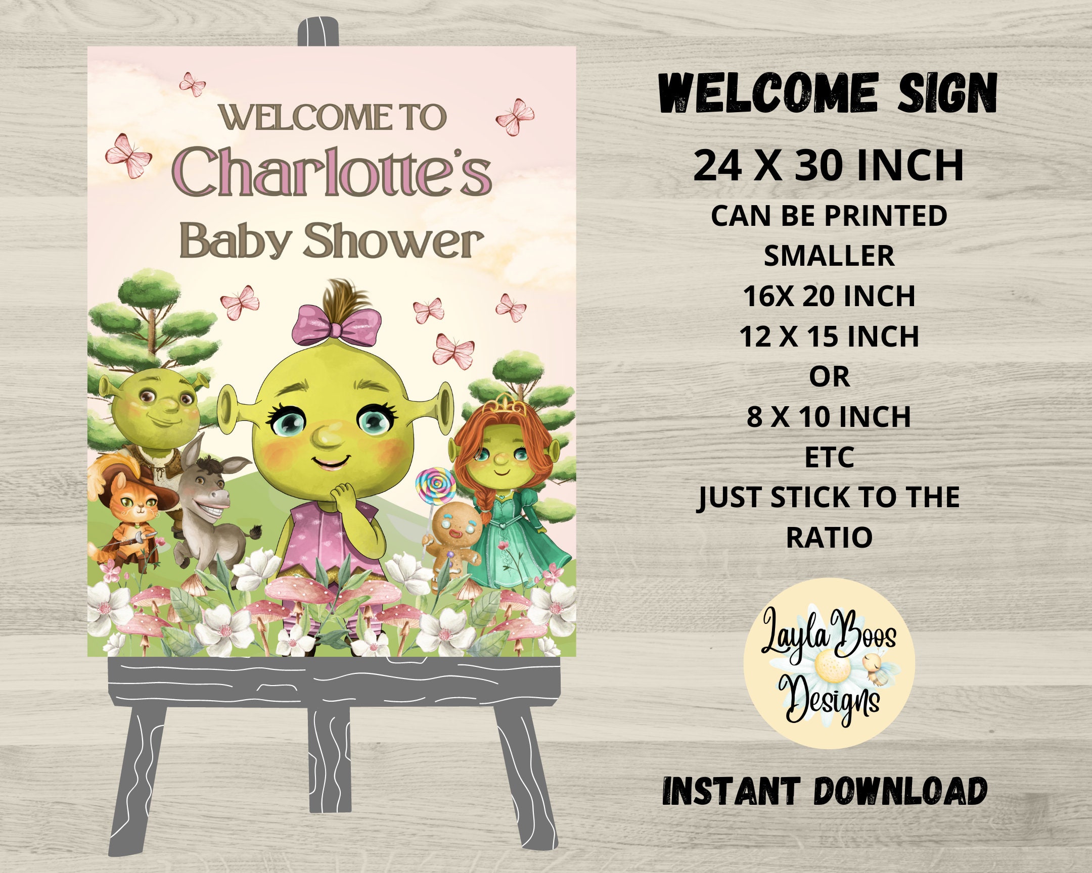 Girls Shrek Baby Shower Welcome Sign Pink Shrek Shower - Etsy Australia
