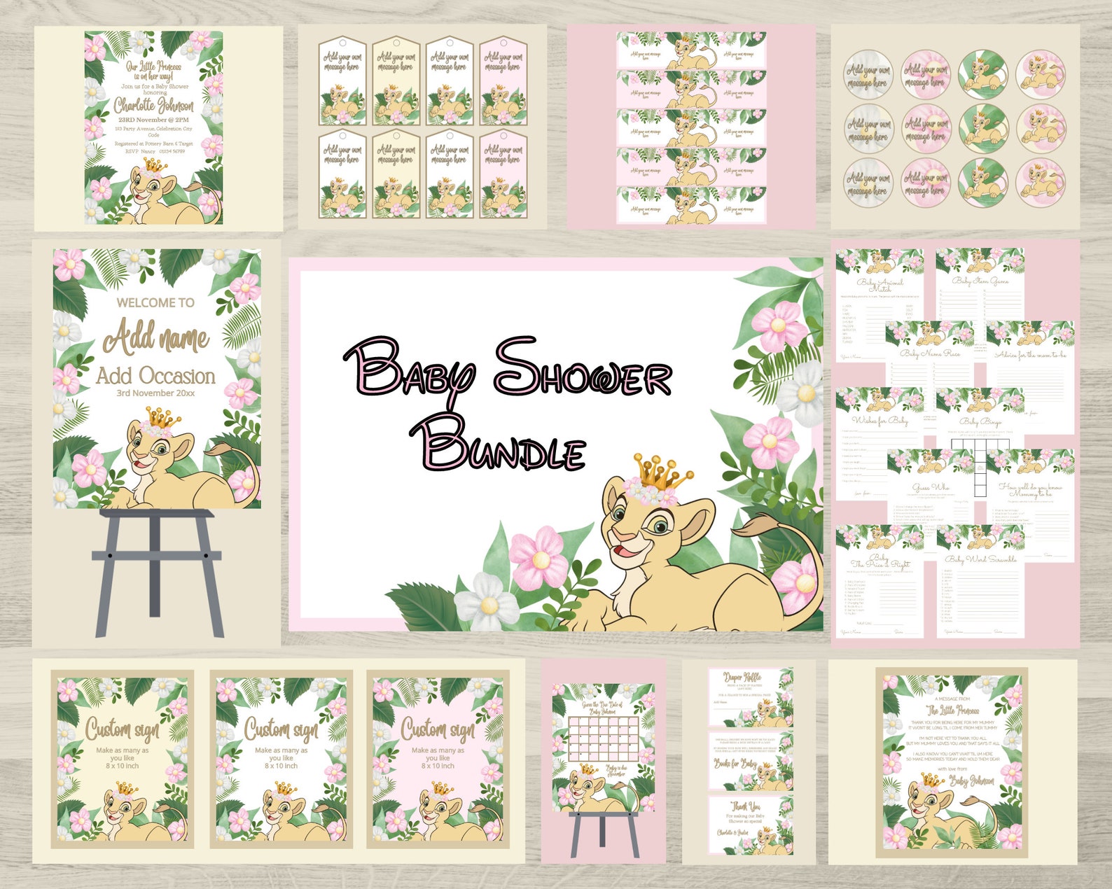 Pink Nala Baby Shower Bundle Lion King Princess Nala Shower - Etsy