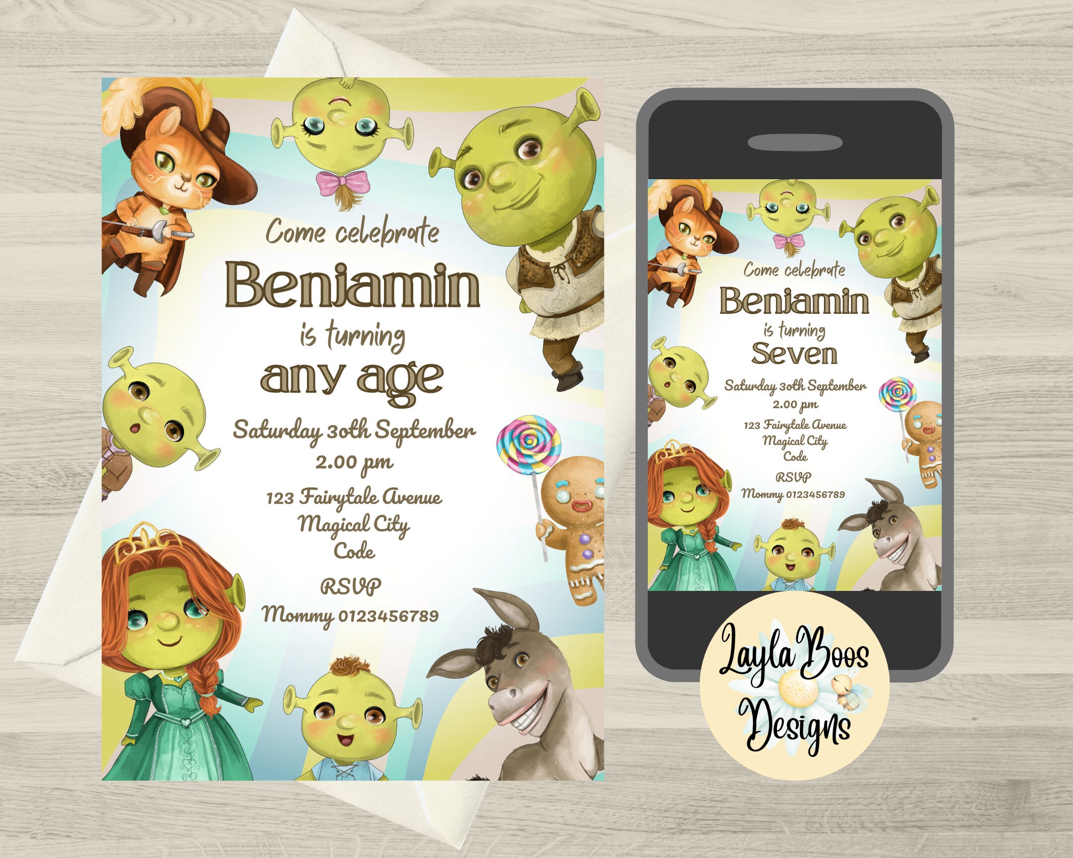 Groovy Shrek Birthday Invitation, Shrek Printable Invitation, Retro ...