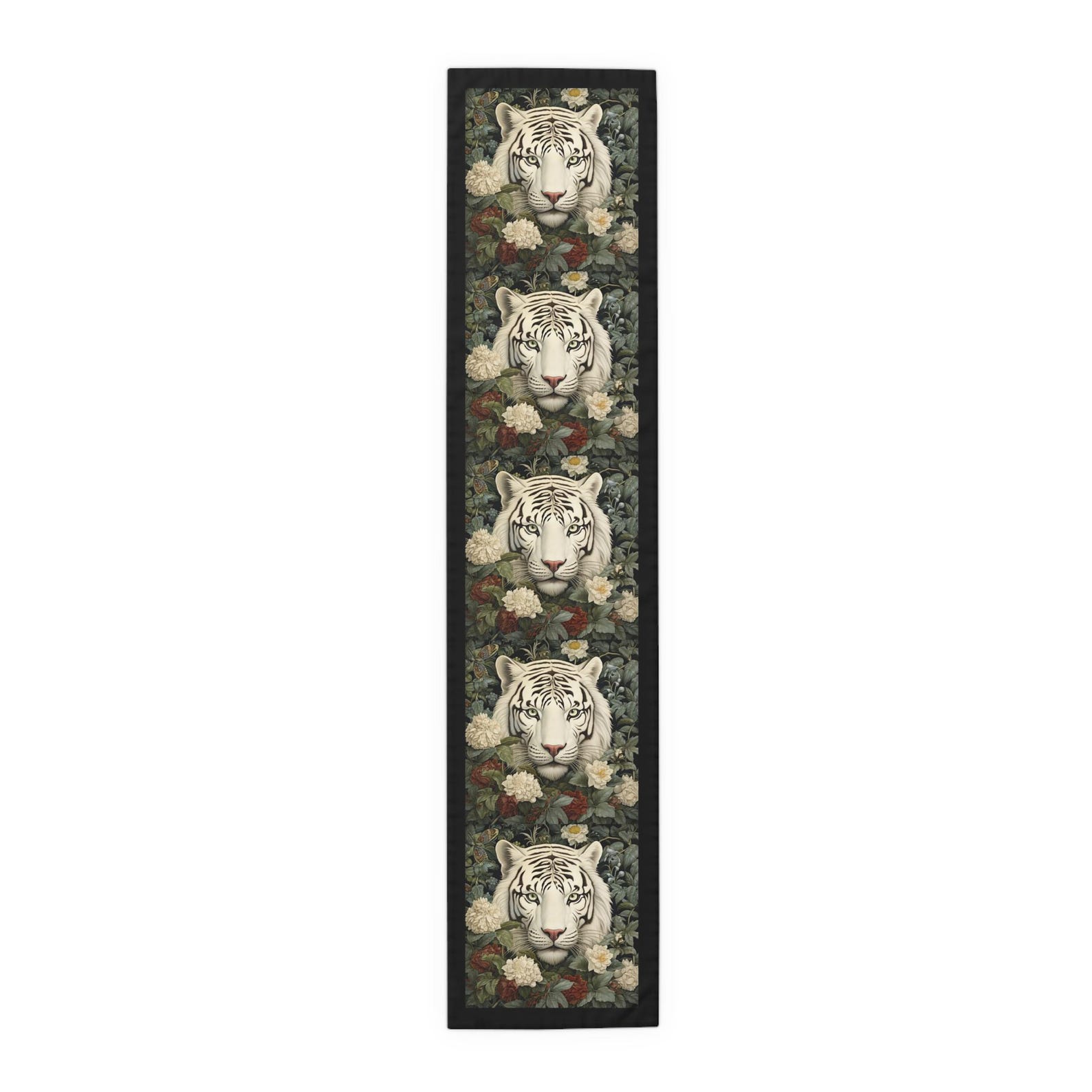 White Tiger Table Runner, William Morris Inspired Bleached Bengal Tiger ...
