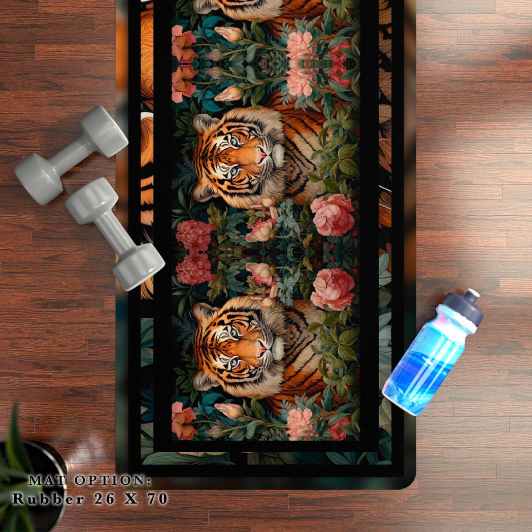 Tiger Yoga Mat, William Morris Inspired Bengal Sumatran Tiger, Exotic ...