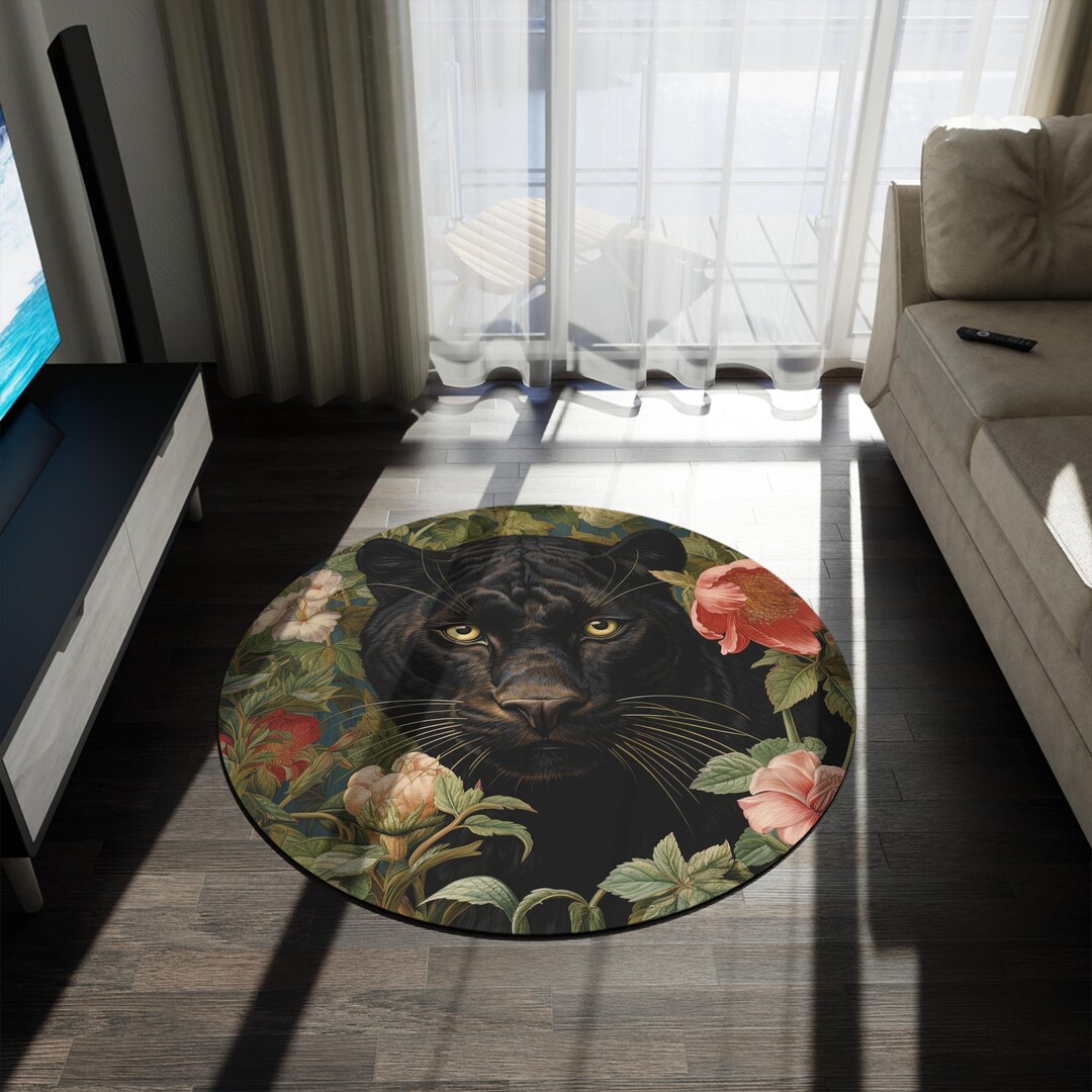 Panther Rug William Morris Inspired Black Panther Carpet, Victorian ...