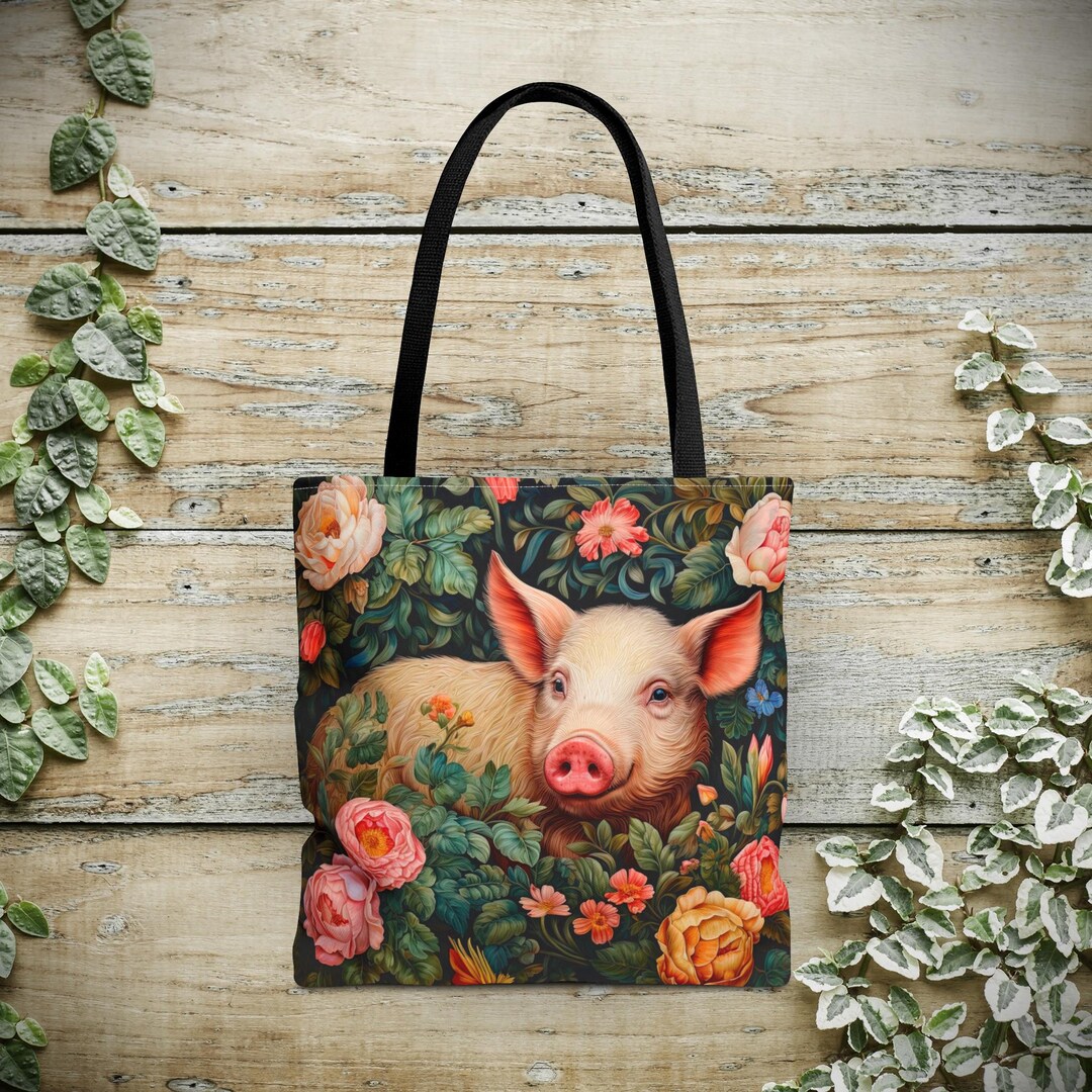 Pig Tote Bag - William Morris Inspired Shoulder Tote, Sow Farmcore ...