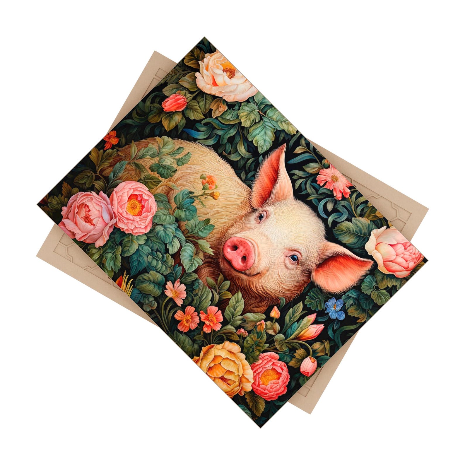 Pig Ceramic Tile - William Morris Inspired Hog Ceramic Coaster, Gothic ...