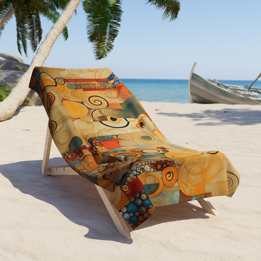 Gustav Klimt Inspired Beach Towel - Art Lovers Essential Beach Towel ...