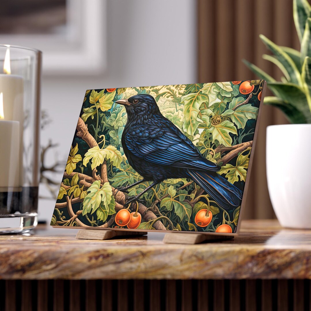 Blackbird Ceramic Tile - William Morris Inspired Blackbird Tile Mural ...