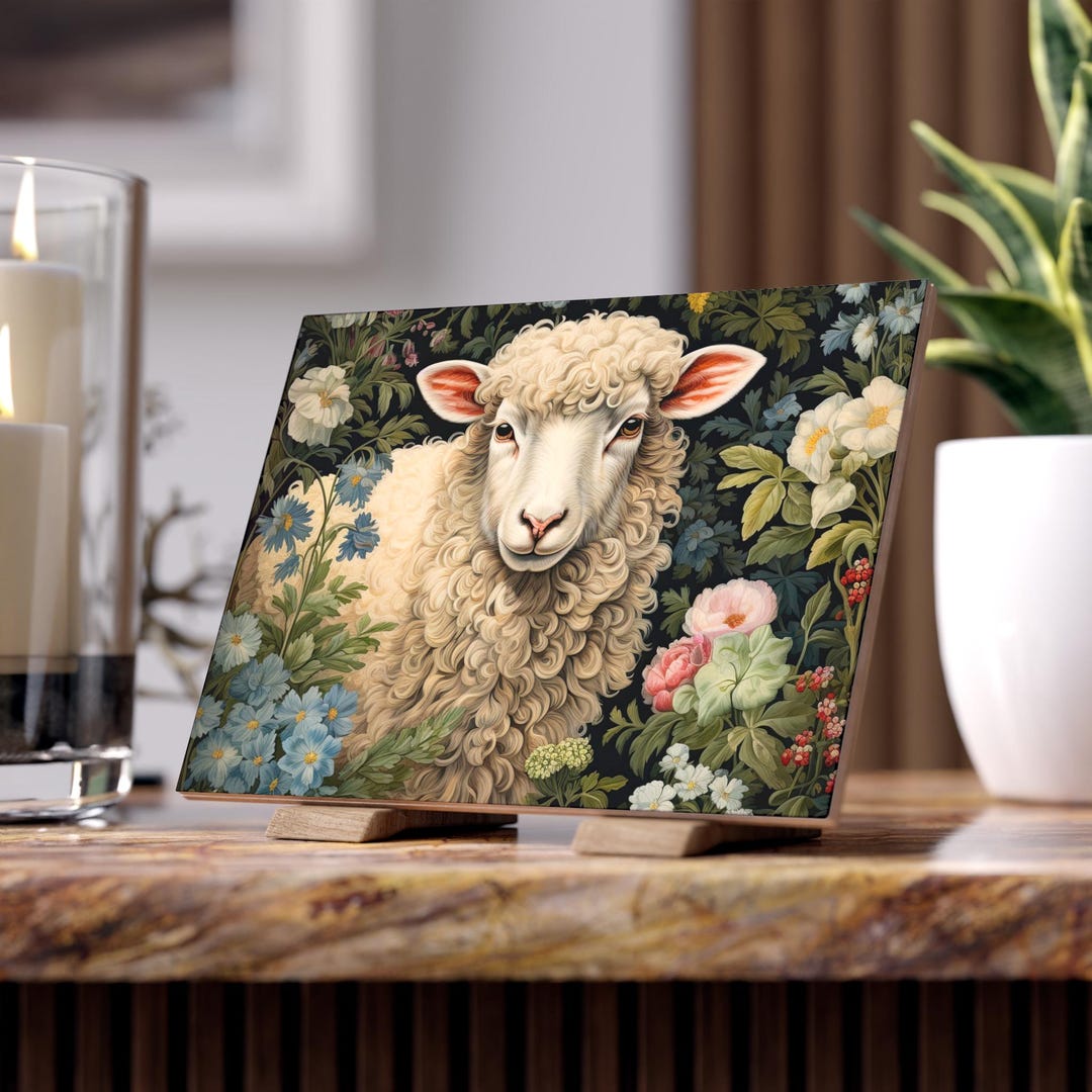 Sheep Ceramic Tile - William Morris Inspired Ewe Tile Mural, Retro ...
