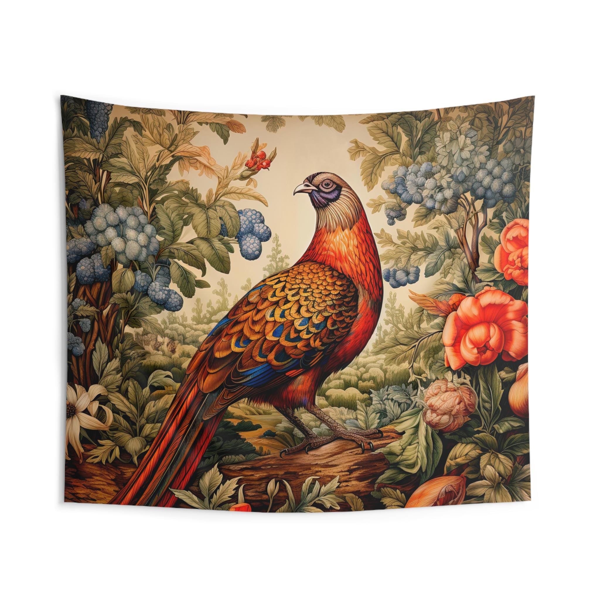 Pheasant Wall Tapestry, William Morris Inspired, Woodland Arras ...