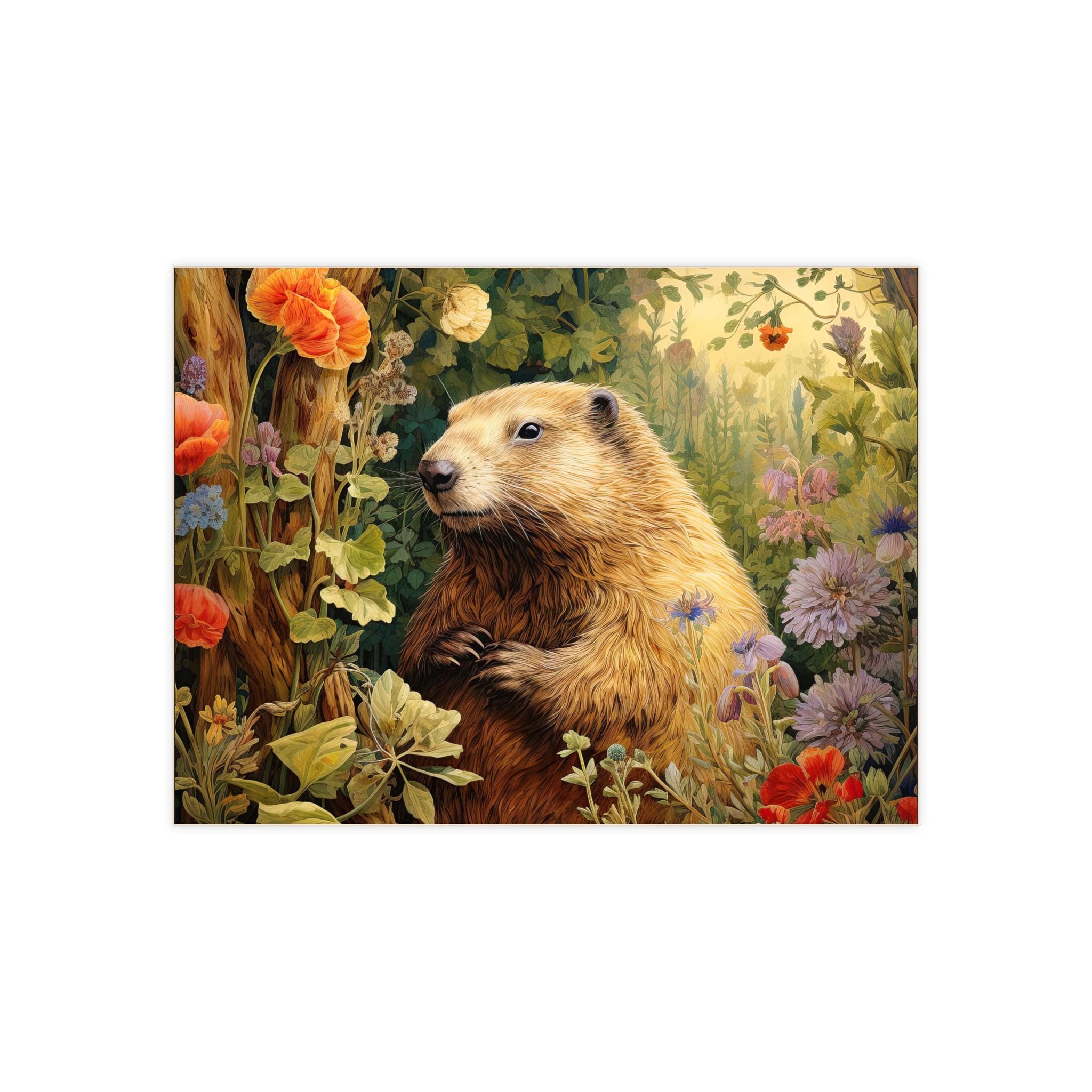 Marmot Ceramic Tile - William Morris Inspired Groundhog Ceramic Plaque ...