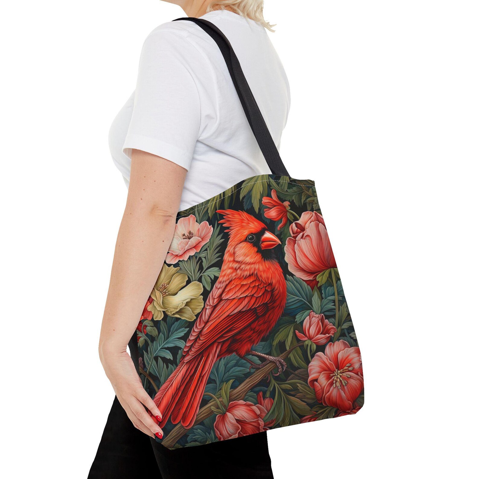 Red Cardinal Tote Bag - William Morris Inspired Shoulder Tote, Northern ...