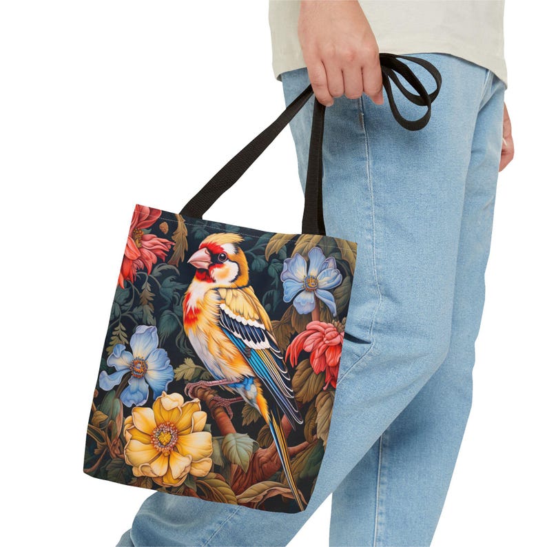 Goldfinch Tote Bag - William Morris Inspired Shoulder Tote, Vibrant ...