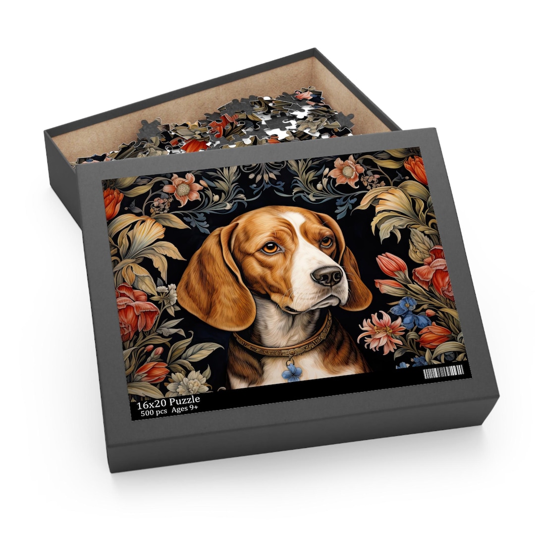 Beagle Jigsaw Puzzle, William Morris Inspired Dog, Toyative ...