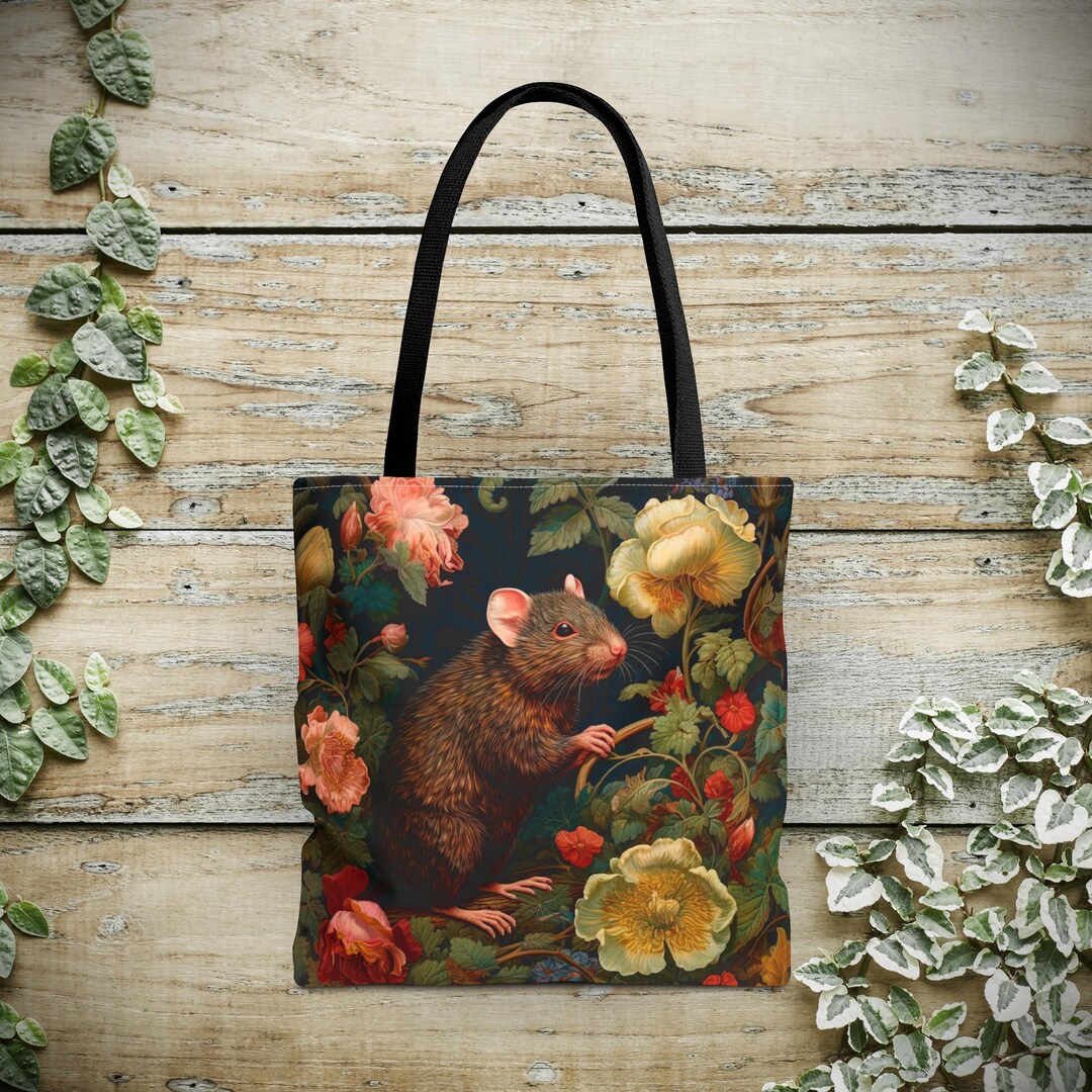 Mouse Tote Bag - William Morris Inspired Shoulder Tote, Cute Rat ...