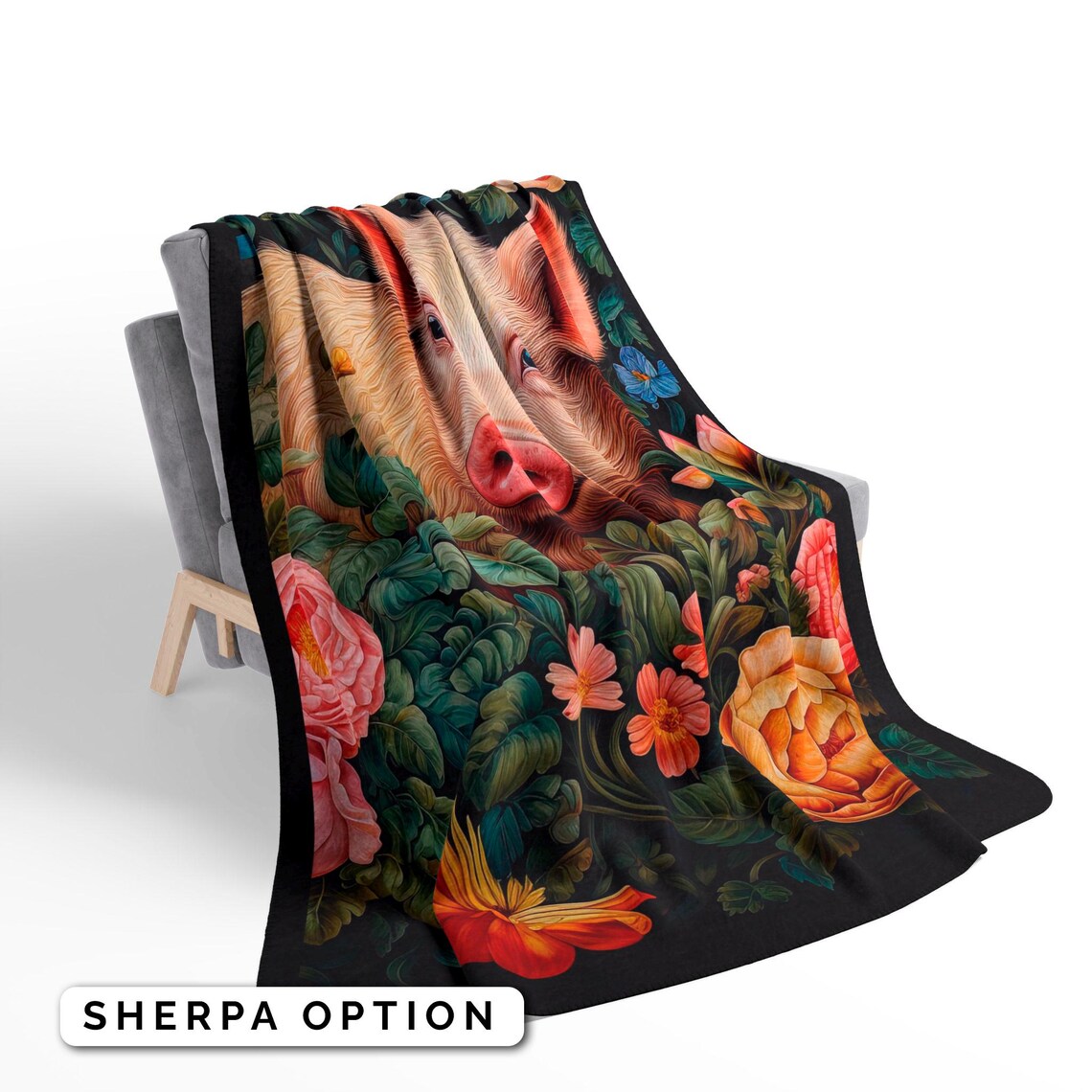 Pig Blanket, William Morris Inspired Hog, Bloomcore Boar Sofa Slipcover ...