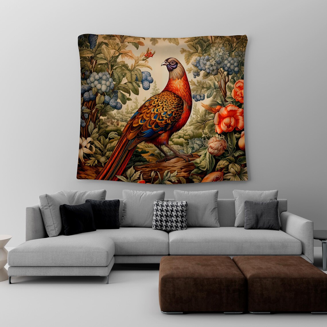Pheasant Wall Tapestry, William Morris Inspired, Woodland Arras ...