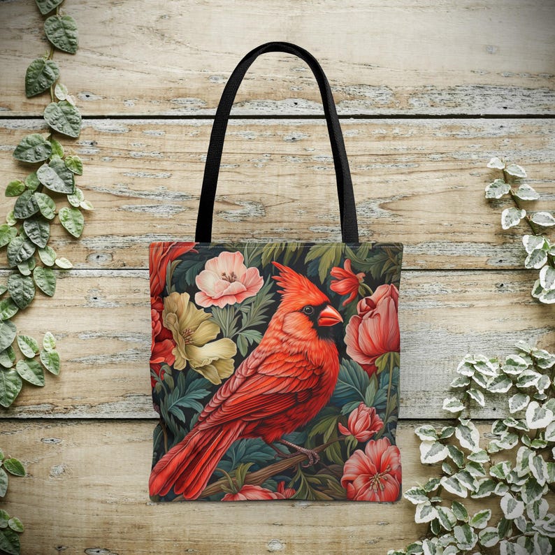 Red Cardinal Tote Bag - William Morris Inspired Shoulder Tote, Northern ...