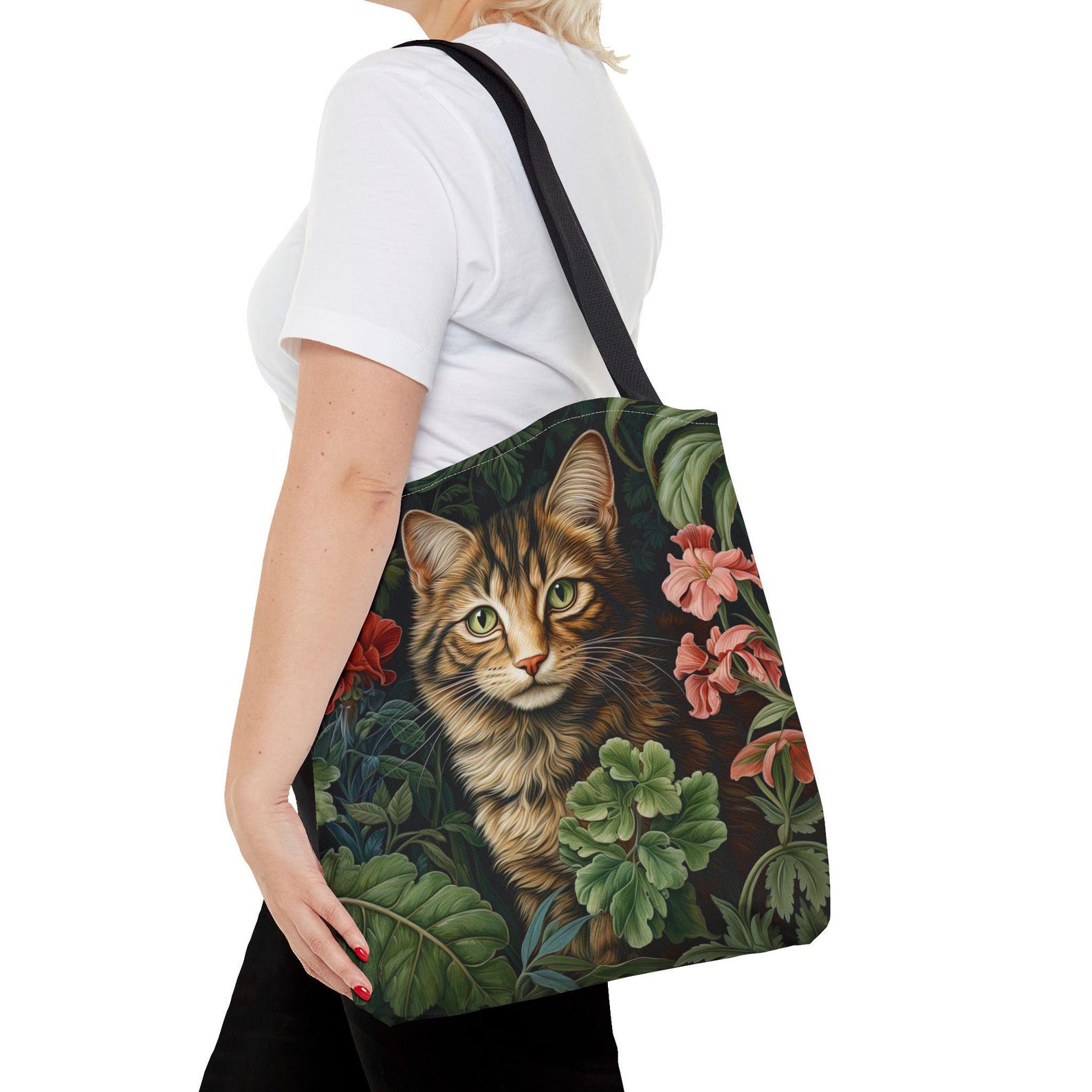 Cat Tote Bag - William Morris Inspired Shoulder Tote, Catcore, Eco ...