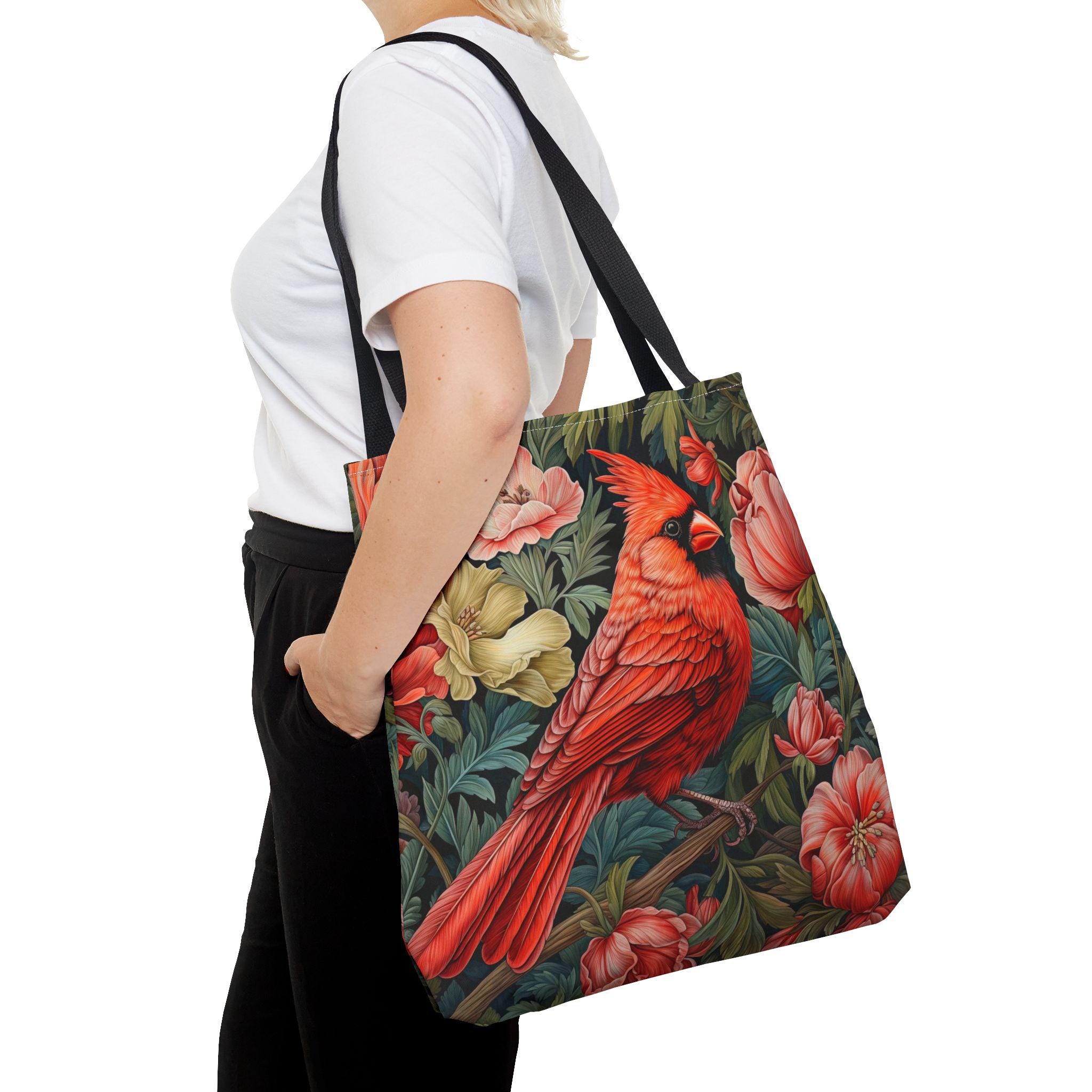 Red Cardinal Tote Bag - William Morris Inspired Shoulder Tote, Northern ...