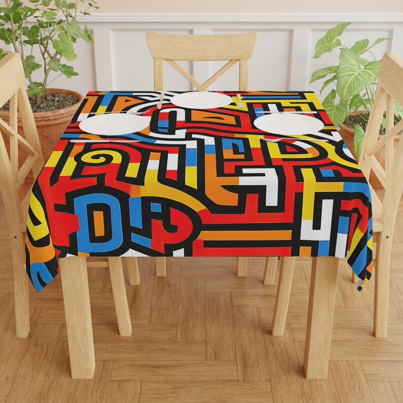Keith Haring-inspired Tablecloth, Pop Art, Graffiti Table Covering ...