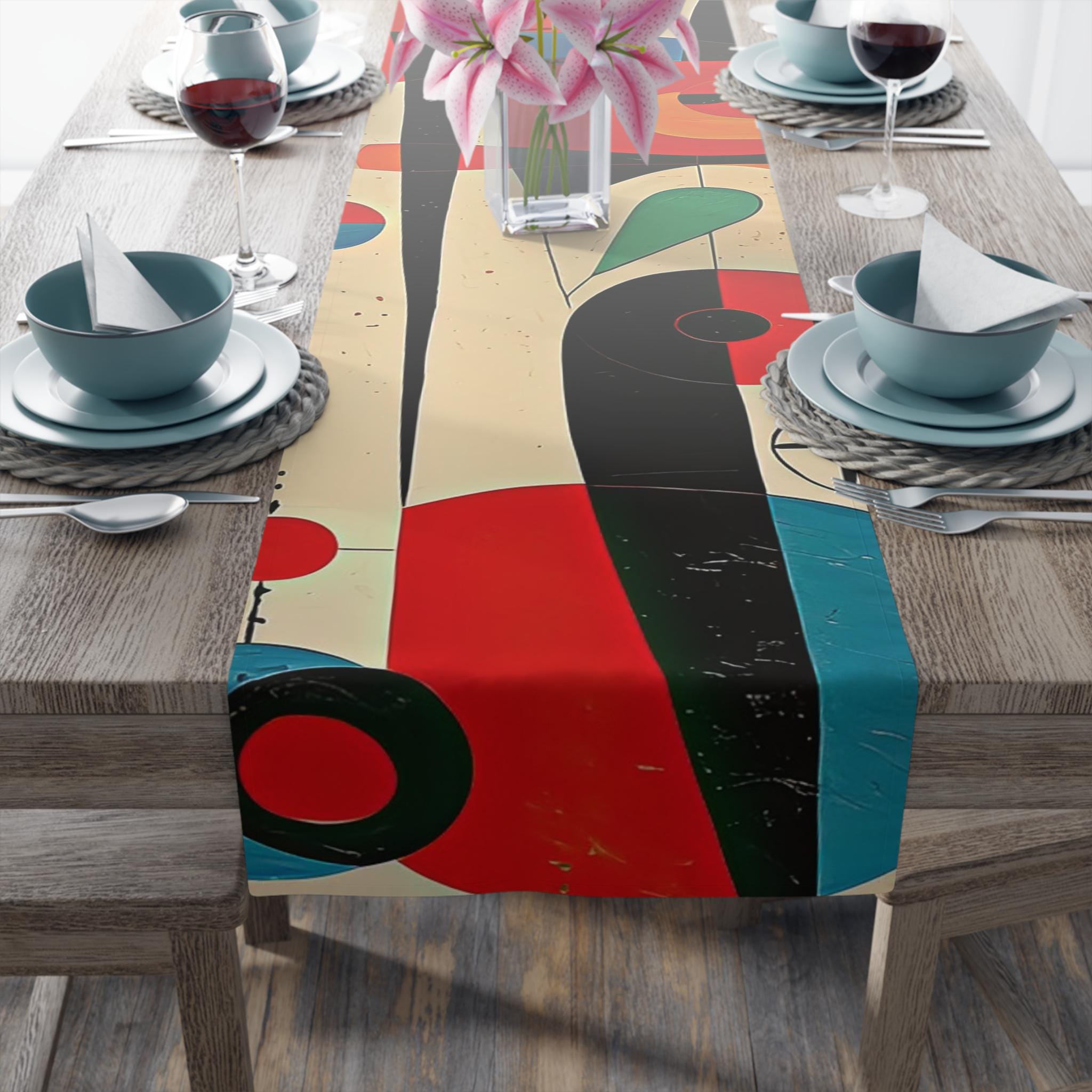 Joan Miro Table Runner Inspired, Surrealist Dining Decor, Modern ...