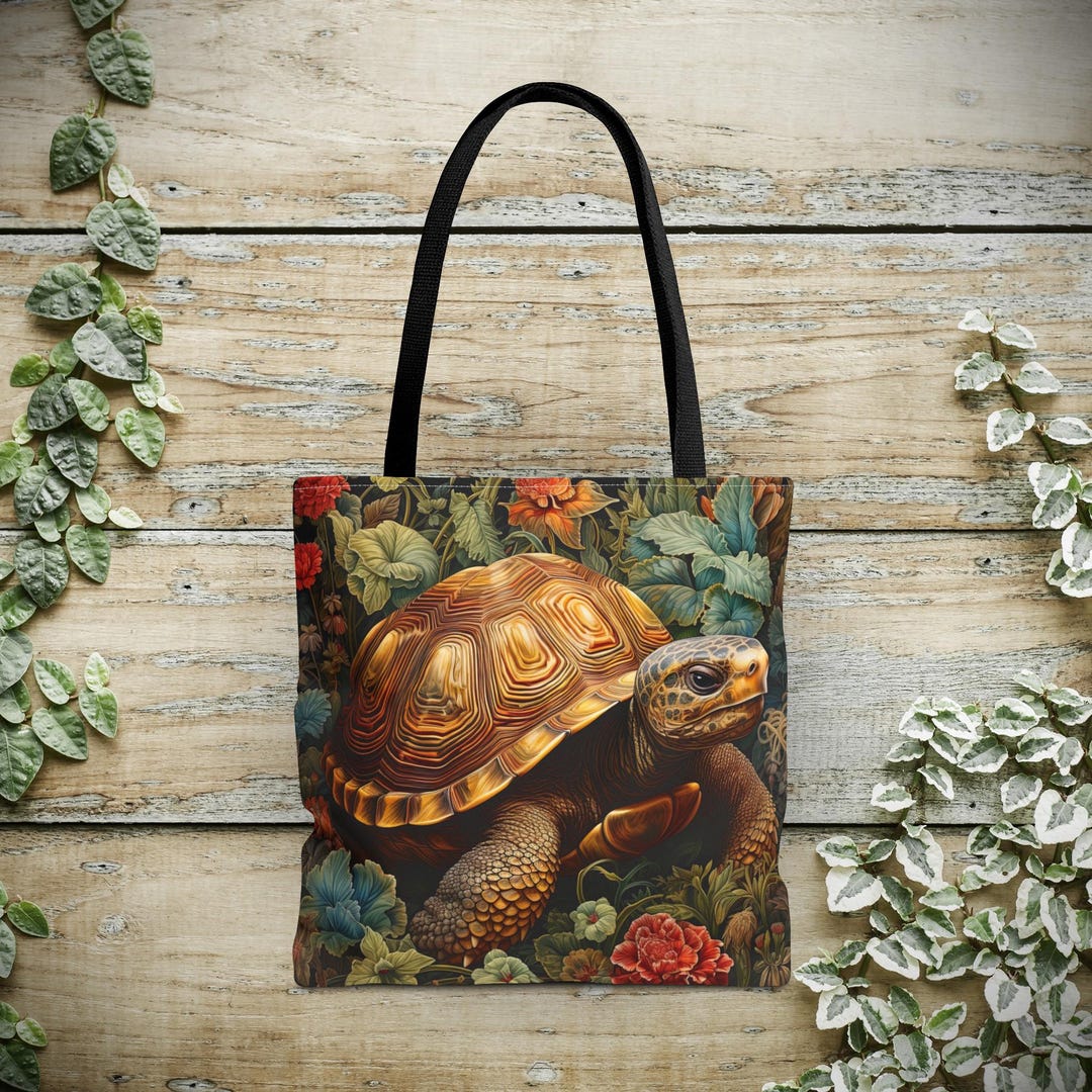 Turtle Tote Bag William Morris Inspired Shoulder Tote, Tortoise Handbag ...