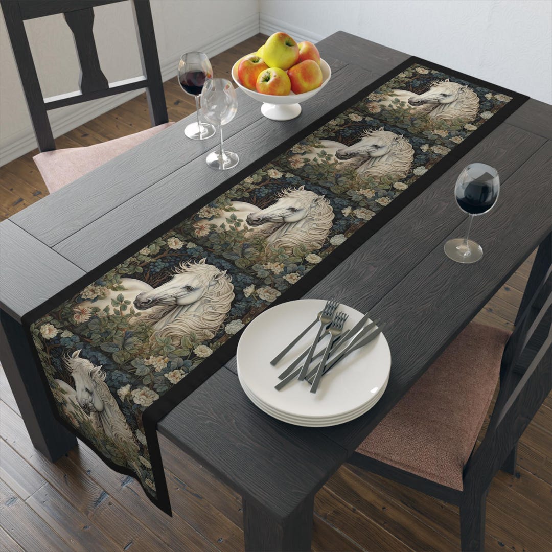 White Horse Table Runner, William Morris Inspired Equestrian Table ...