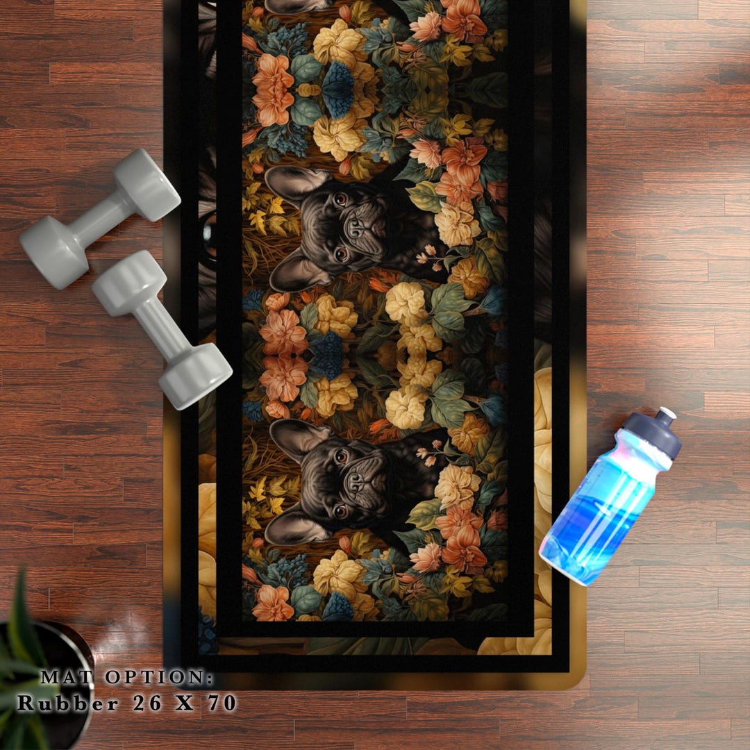 French Bulldog Yoga Mat, William Morris Inspired Frenchie, Victorian ...