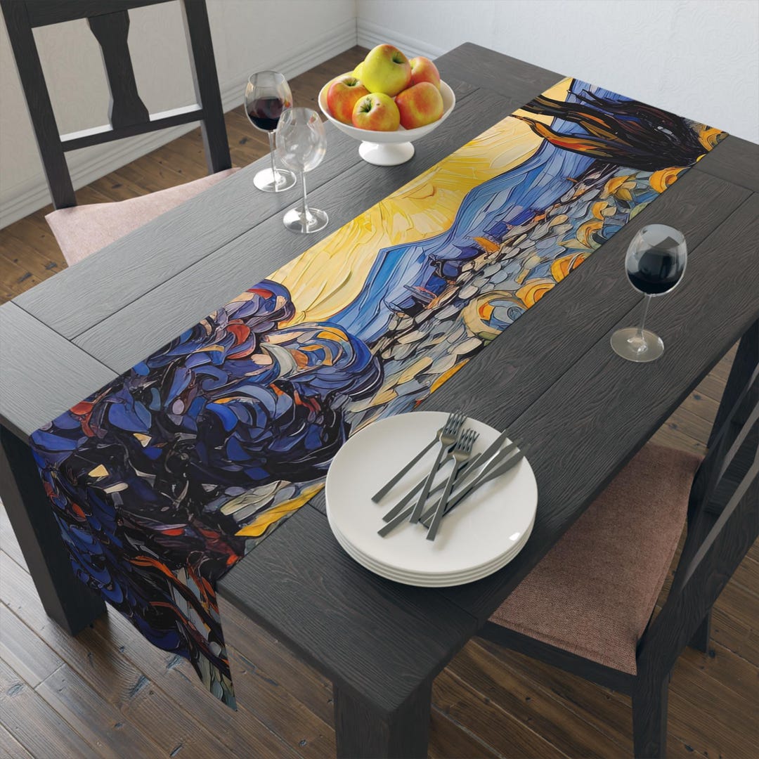 Van Gogh Inspired Table Runner, Pointillism Style, Post-impressionist ...