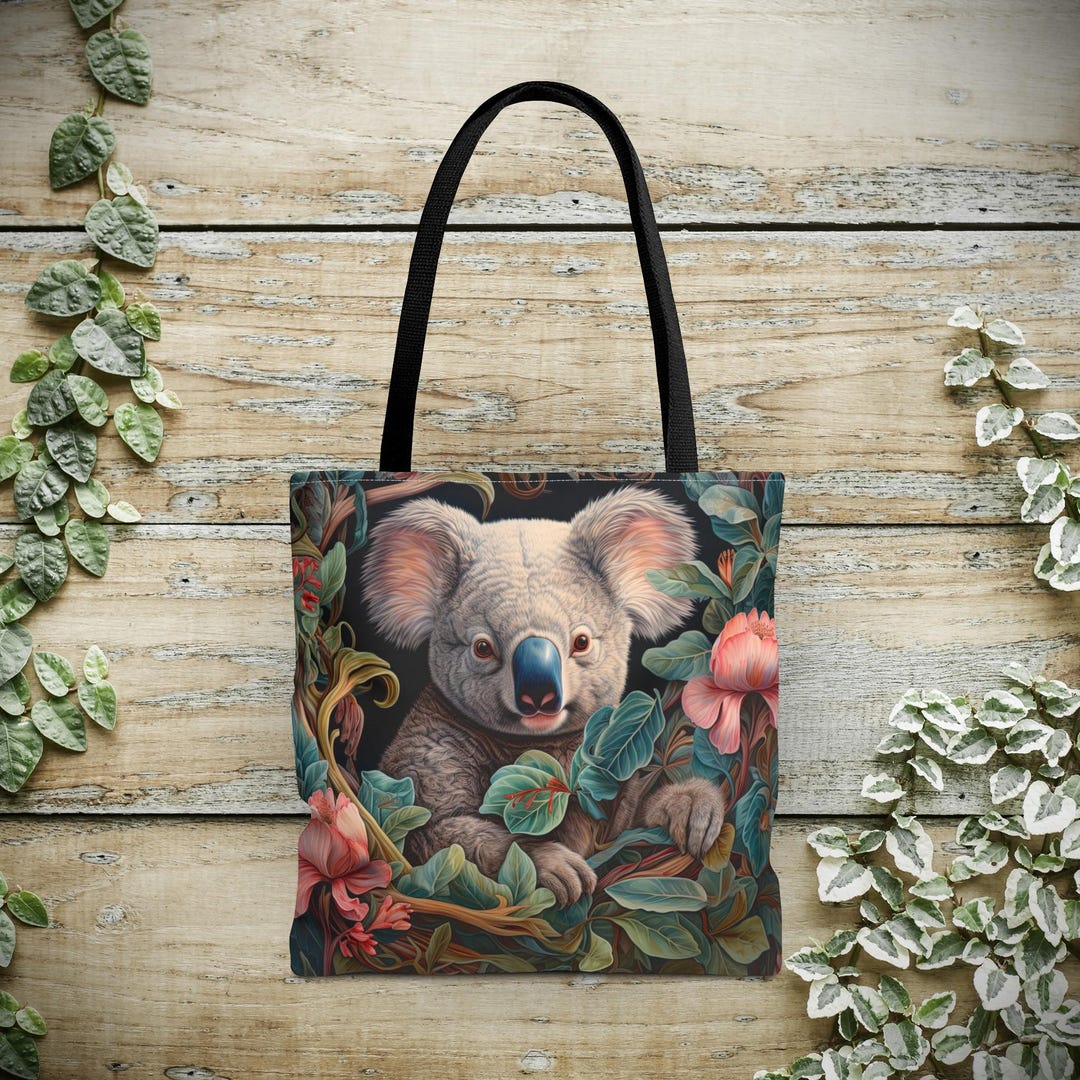Koala Tote Bag - William Morris Inspired Shoulder Tote, Australian ...