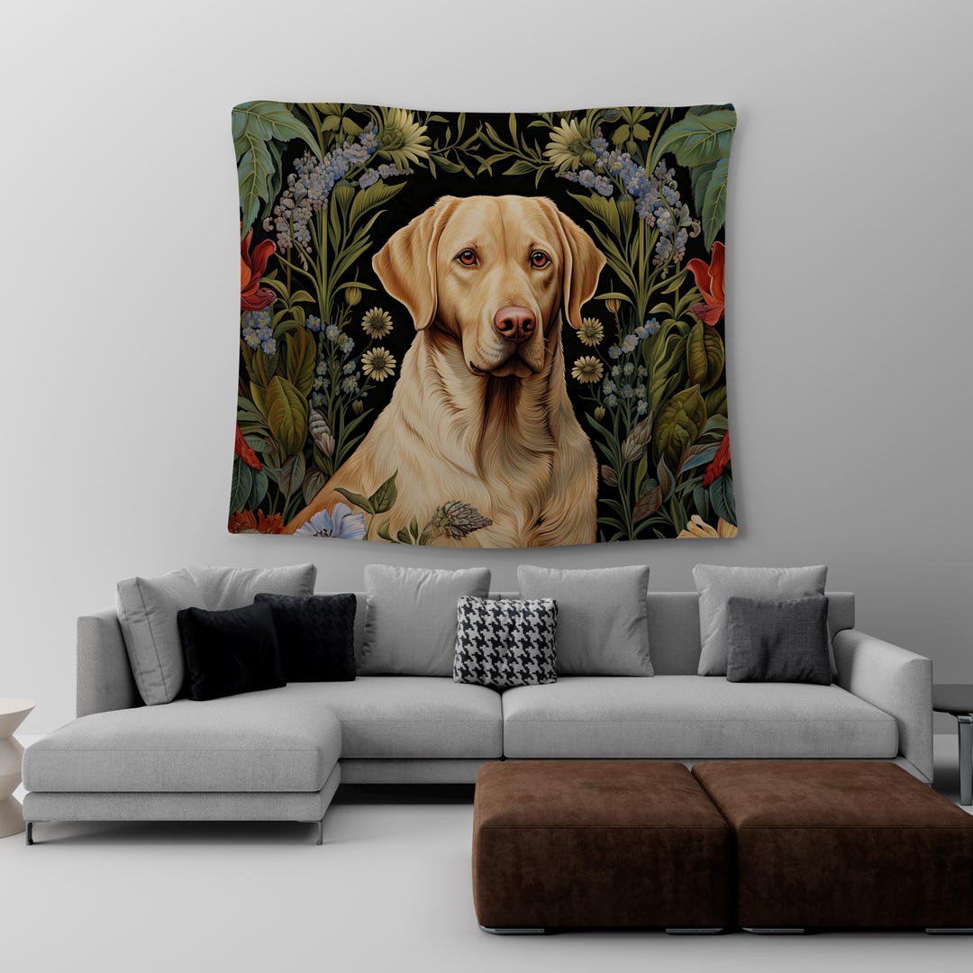 Labrador Retriever Wall Tapestry, William Morris Inspired Lab Dog Arras ...