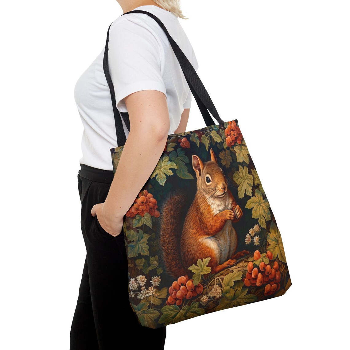 Squirrel Tote Bag - William Morris Inspired Shoulder Tote, Woodland ...
