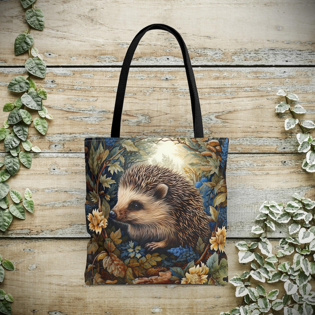 Hedgehog Tote Bag - William Morris Inspired Shoulder Tote, Cute ...