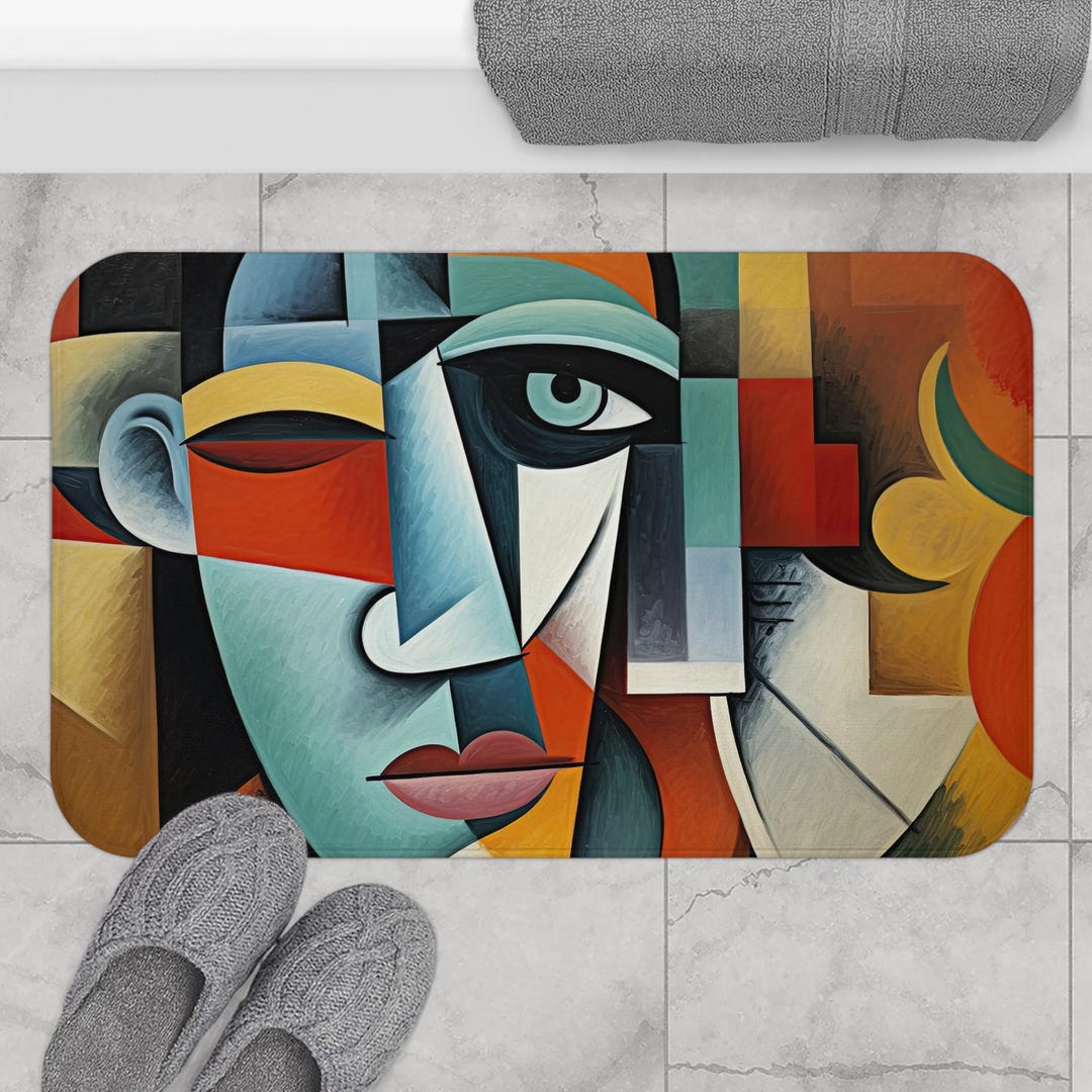 Pablo Picasso Inspired Bath Mat, Cubism Design, Surrealism Style, Non ...