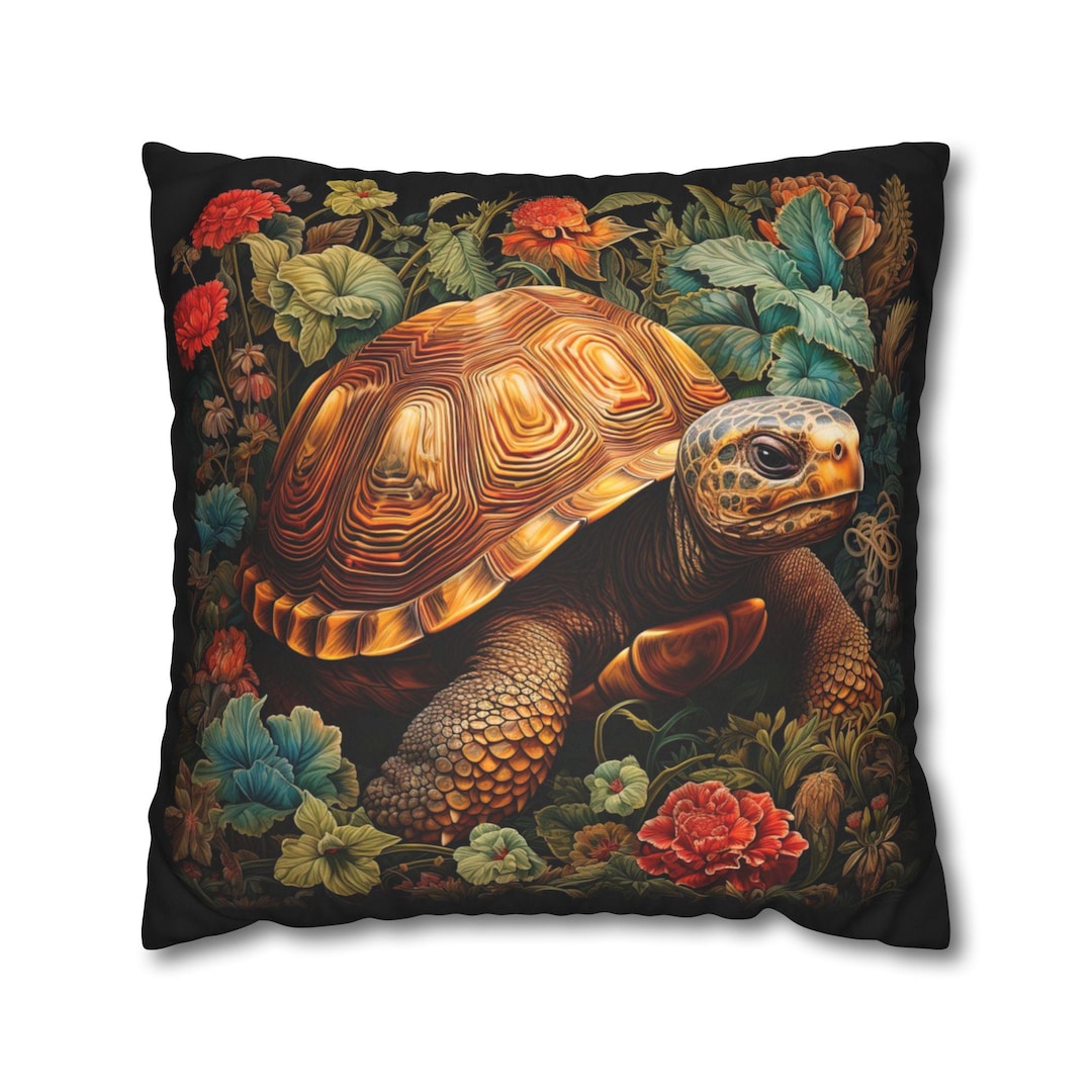Tortoise Pillow, William Morris Inspired Turtle, Fairycore Cushion ...