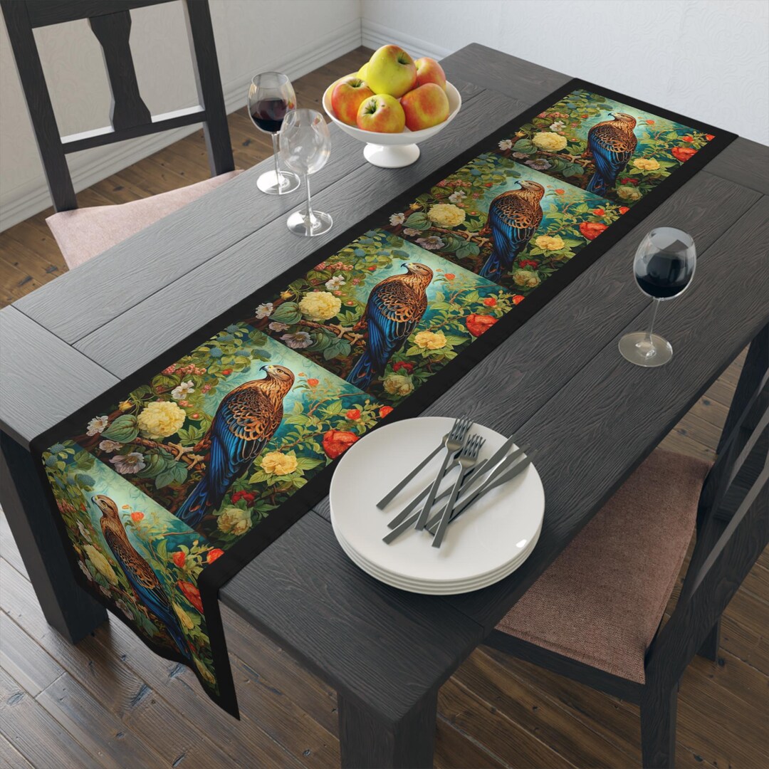 Falcon Table Runner, William Morris Inspired, Naturecore Dinner Set ...