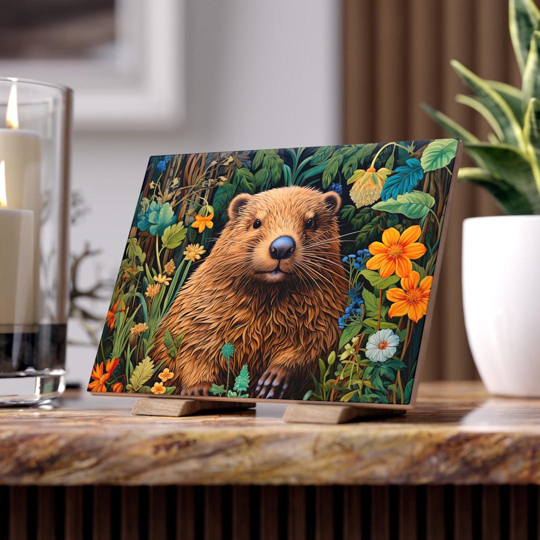 Beaver Ceramic Tile - William Morris Inspired Castor Ceramic Plaque ...