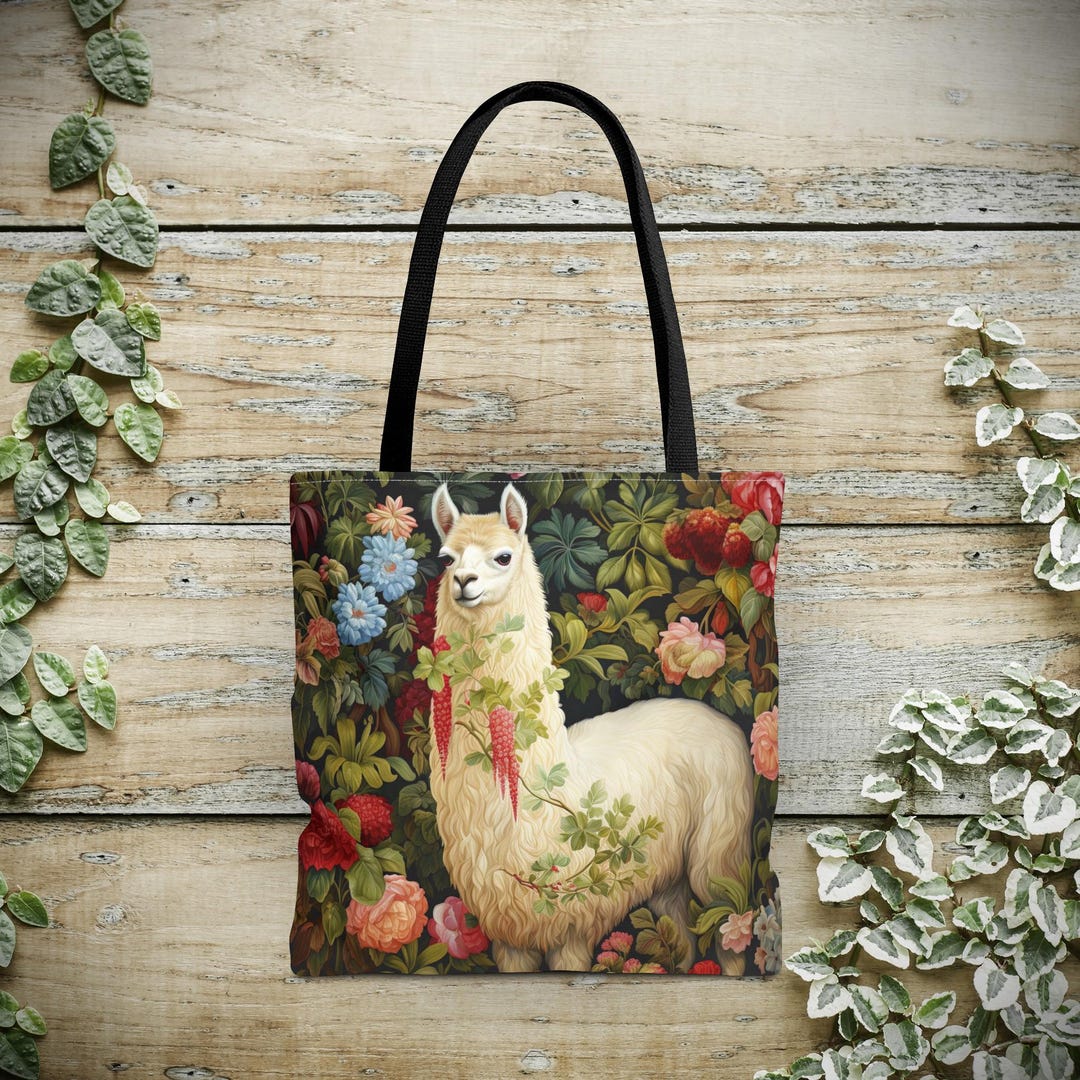 Alpaca Tote Bag - William Morris Inspired Floral Shoulder Tote, Exotic ...
