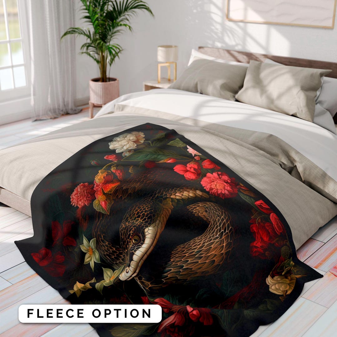 Snake Blanket, William Morris Inspired Viper, Bohemian Anaconda Warm ...