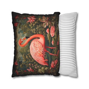 Flamingo Pillow, William Morris Inspired Pink Flamingo, Exotic ...