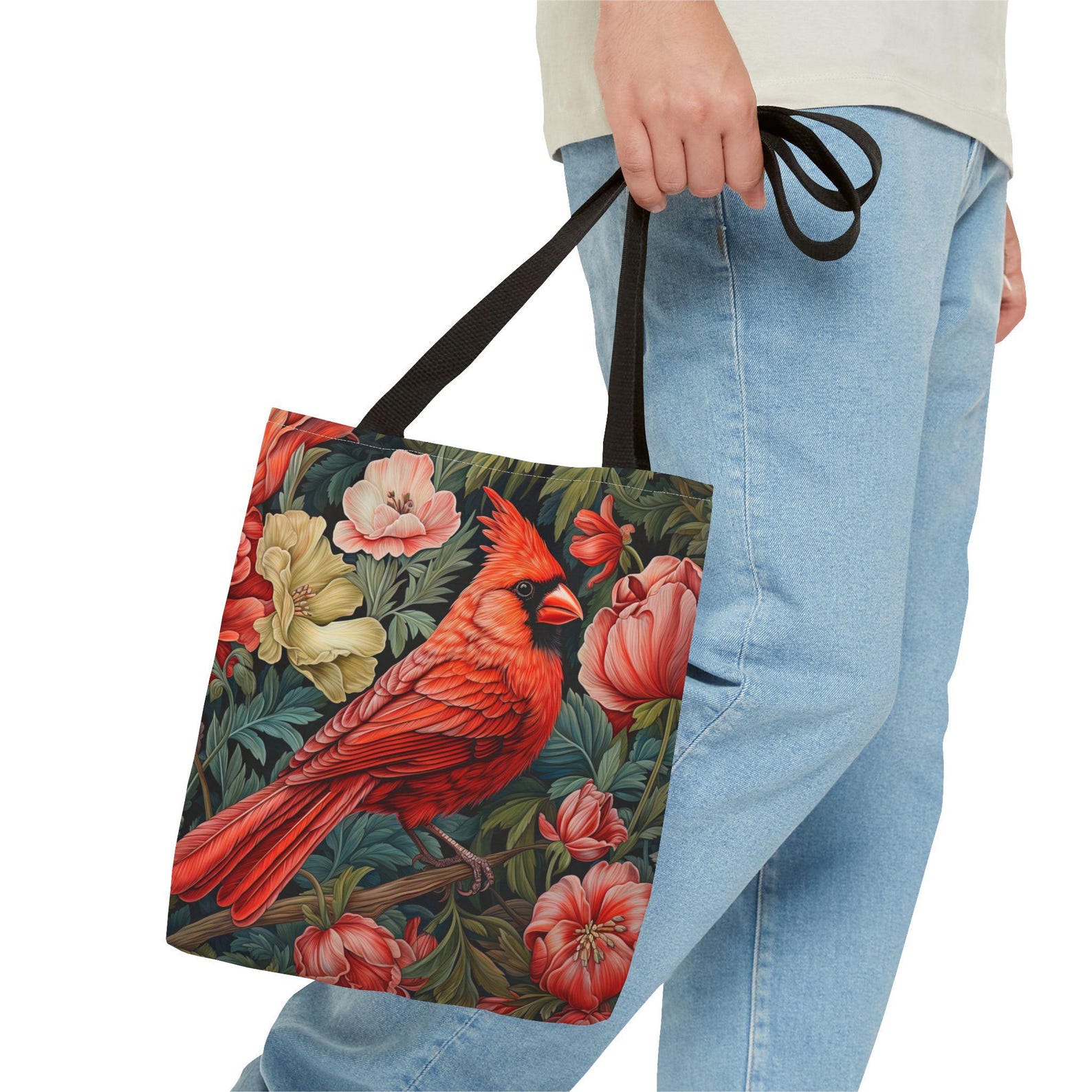 Red Cardinal Tote Bag - William Morris Inspired Shoulder Tote, Northern ...