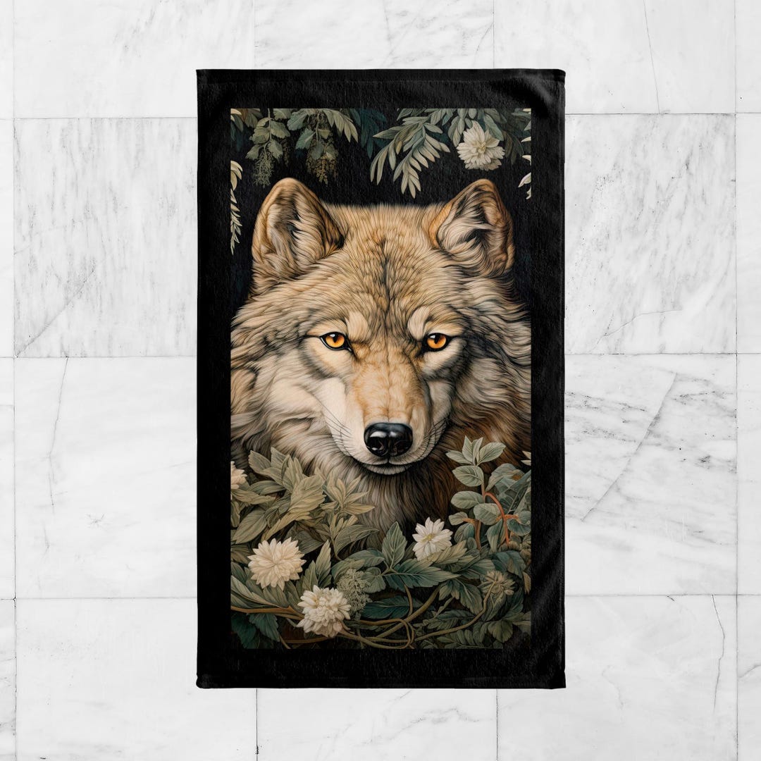 Wolf Bath, Face, Hand Towel, William Morris Inspired Timber Wolf ...