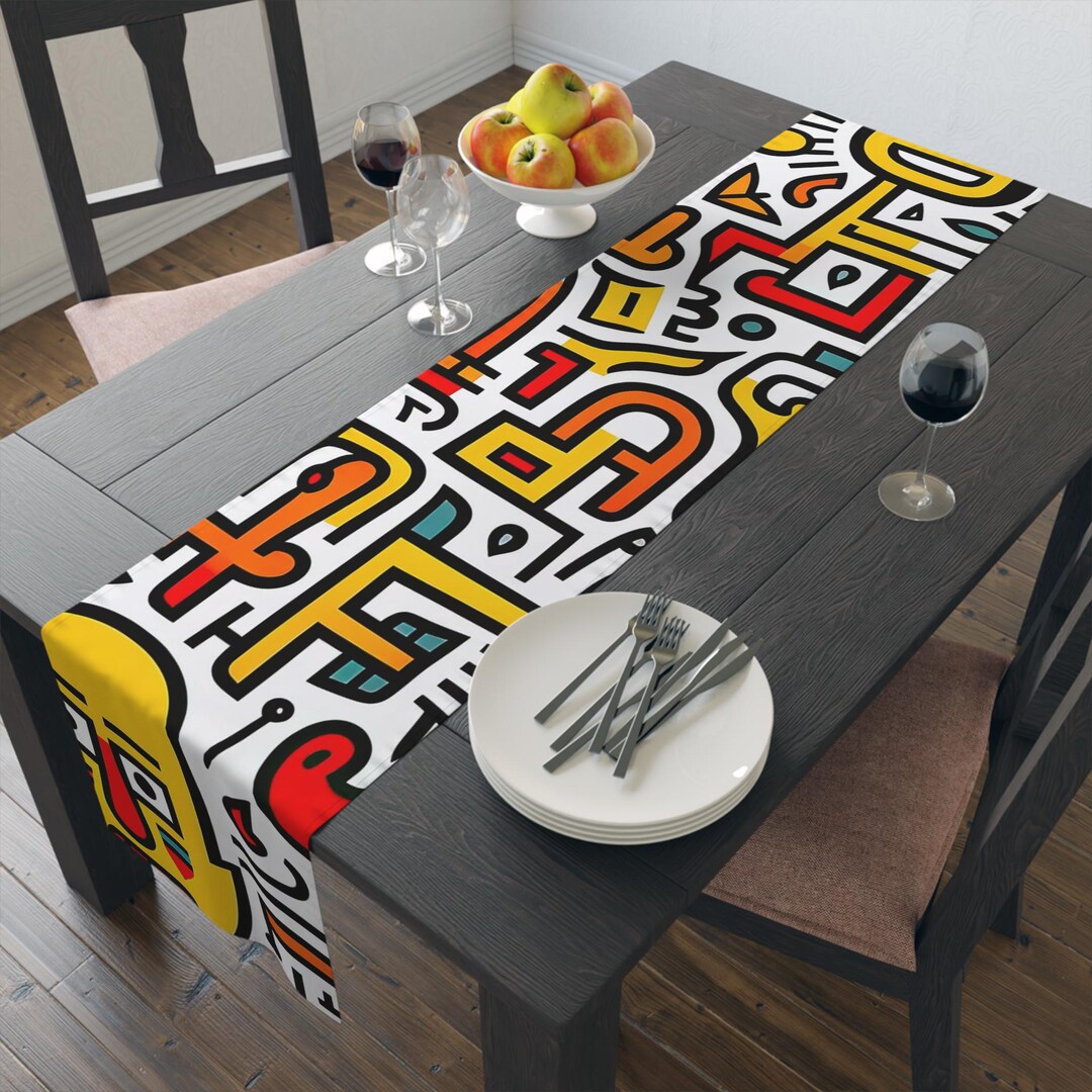 Contemporary Table Runner Inspired by Keith Haring, Graffiti Style, Pop ...