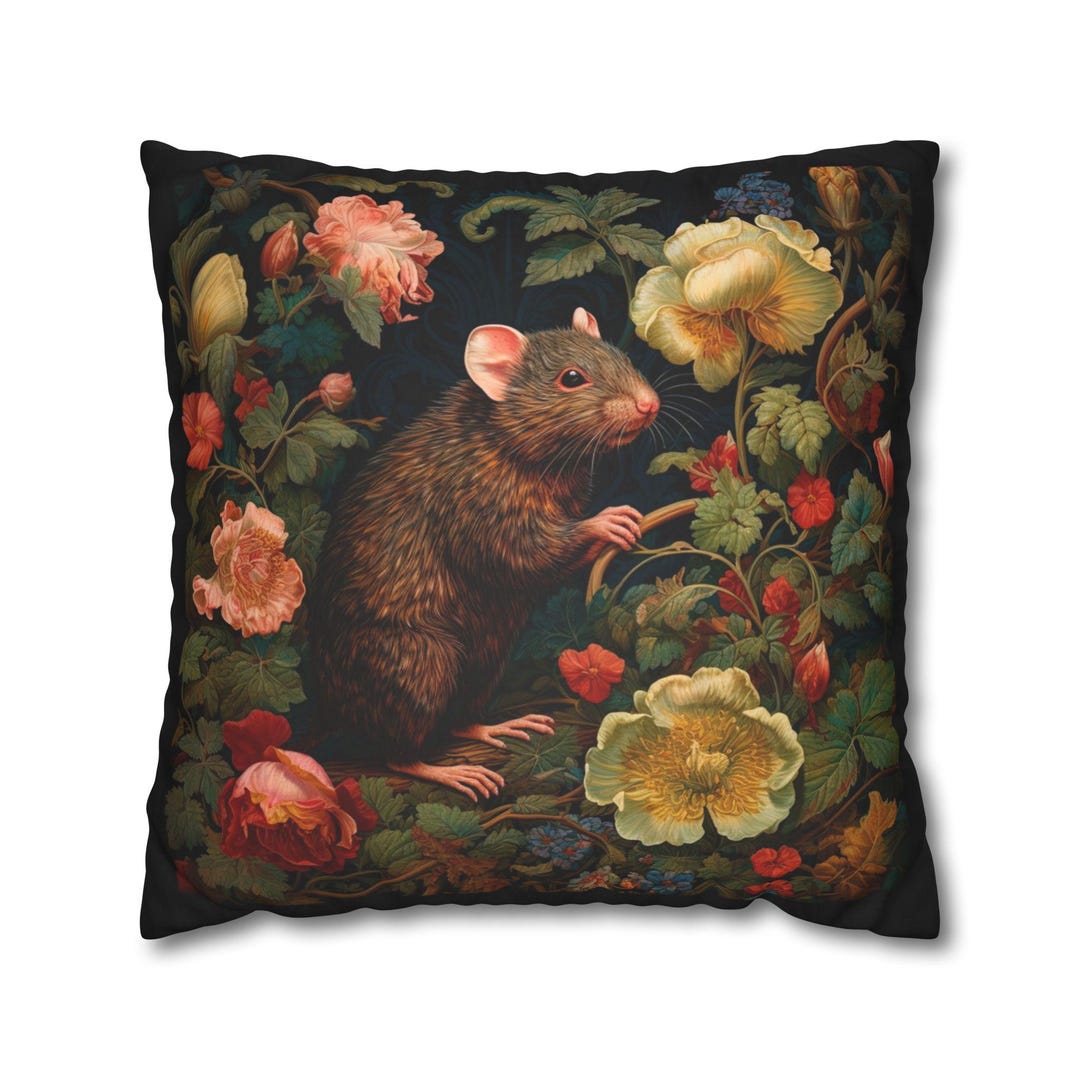 Mouse Pillow, William Morris Inspired Rat, Rodent Lovers Cushion ...