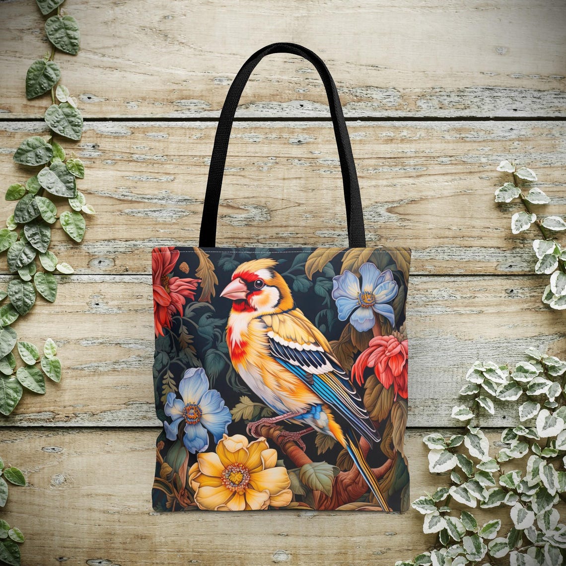 Goldfinch Tote Bag - William Morris Inspired Shoulder Tote, Vibrant ...