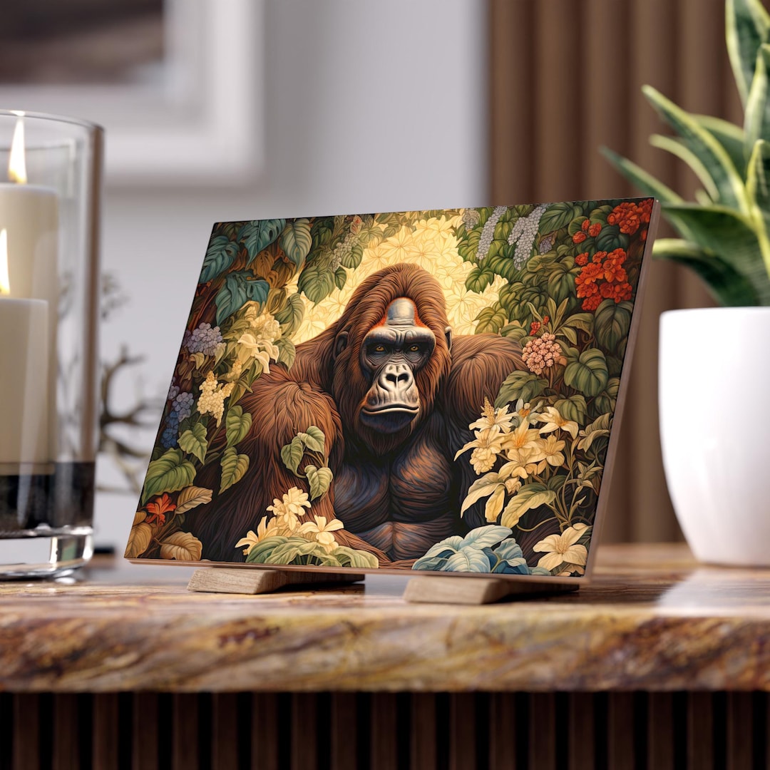 Gorilla Ceramic Tile William Morris Inspired Silverback Ceramic Coaster ...