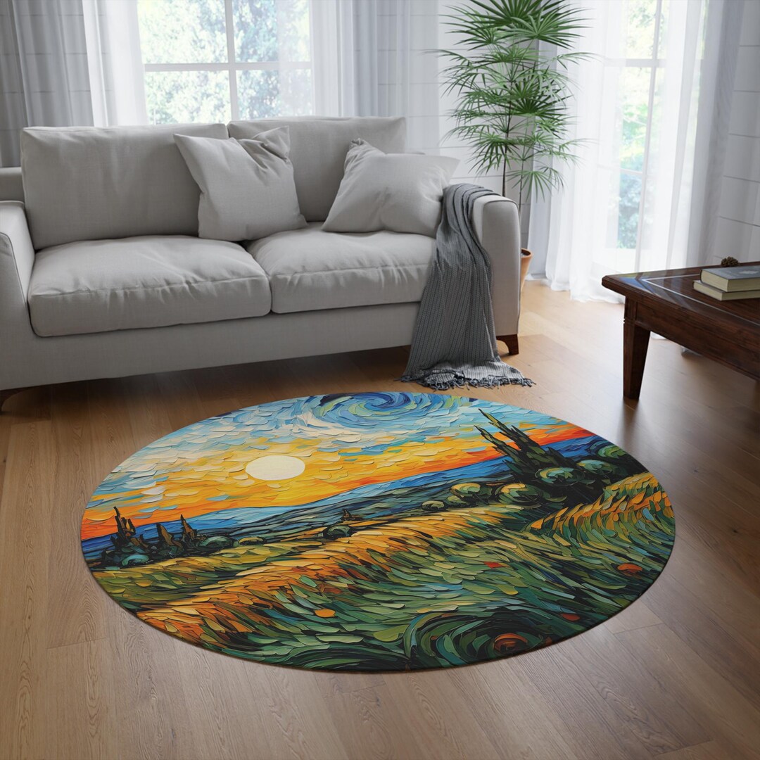Throw Rug Inspired by Vincent Van Gogh, Expressionist Carpet, Post ...