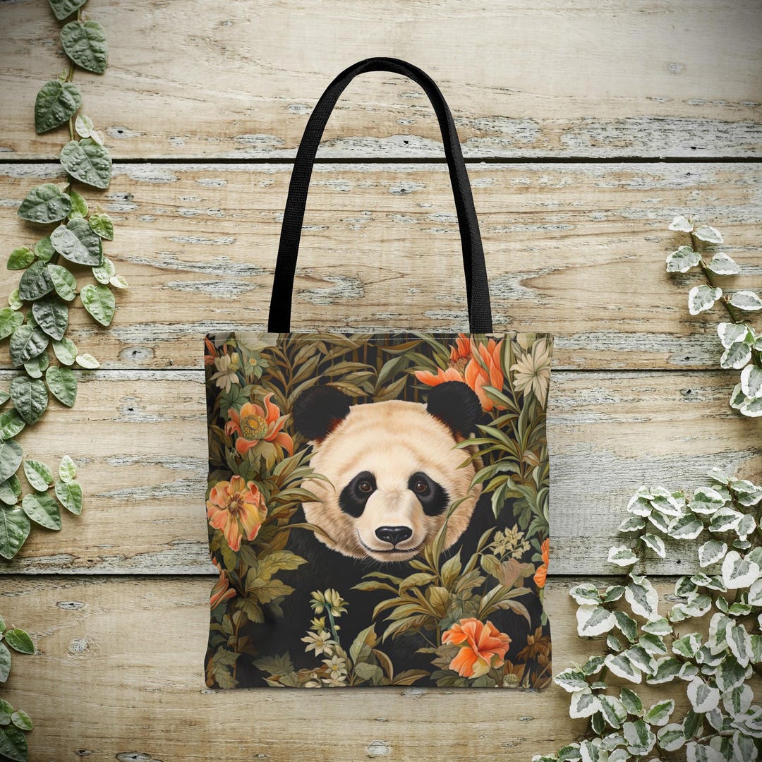 Panda Tote Bag - William Morris Inspired Shoulder Tote, Giant Panda ...